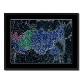 Russia Siberia Vintage Vivid Color Map Canvas, 28"x37" - Contemporary ...
