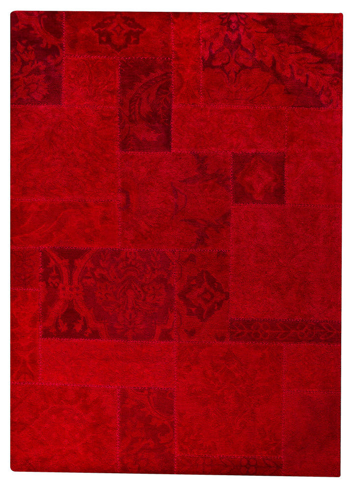 Hand Tufted Red Wool Area Rug, 5'2"x7'6" - Contemporary - Area Rugs ...