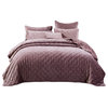 Mauve Velvet Diamond Tuft Bedspread Quilt Set, Cal King - Contemporary ...