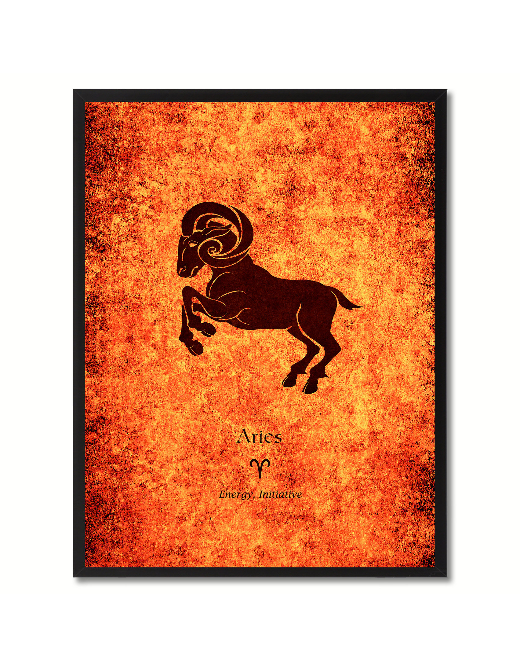 Aries Horoscope Astrology Orange Print on Canvas with Picture Frame, 28 ...
