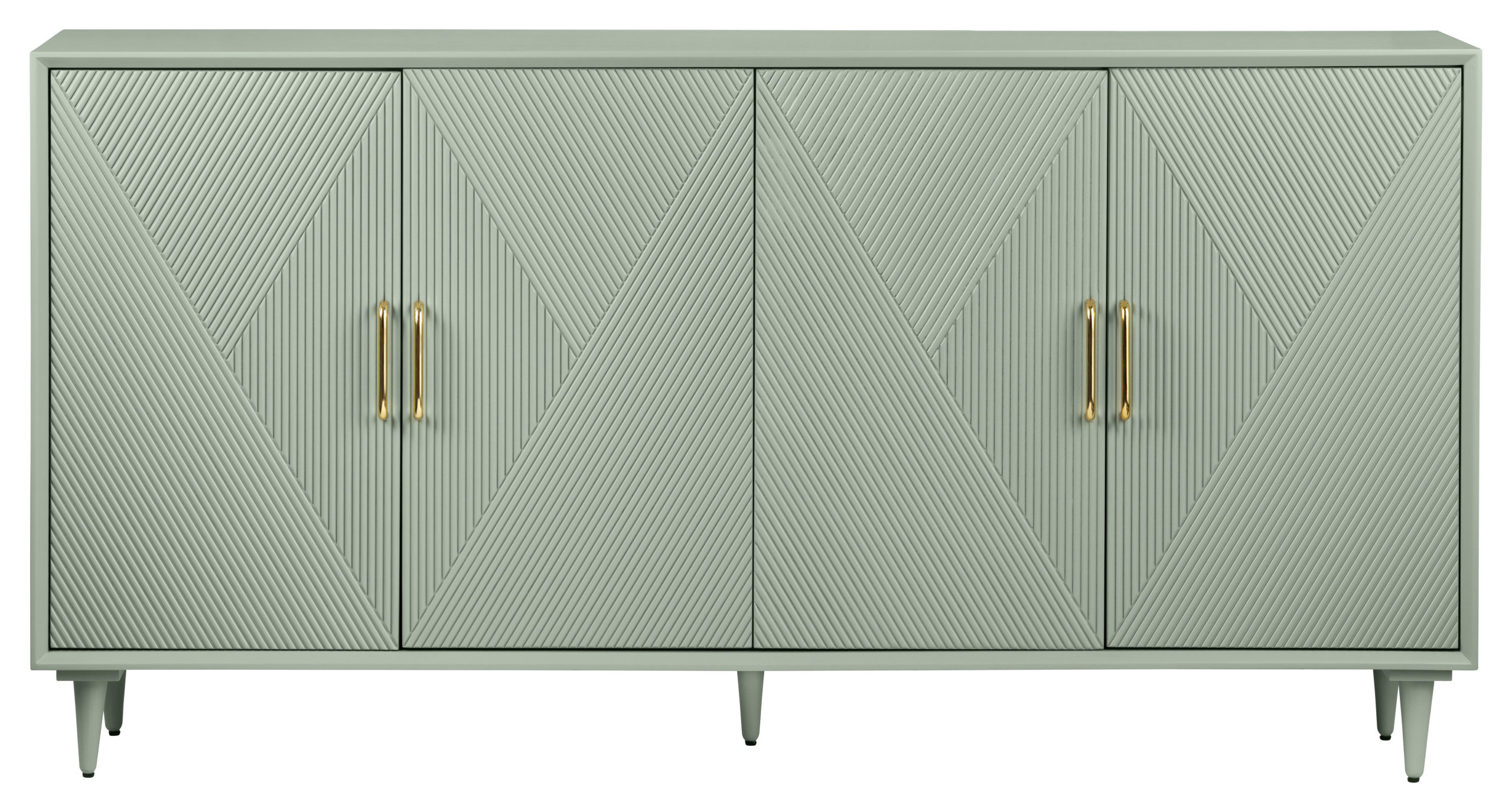 Arvada Sage Green Four Door Media Credenza Sideboard - Midcentury ...