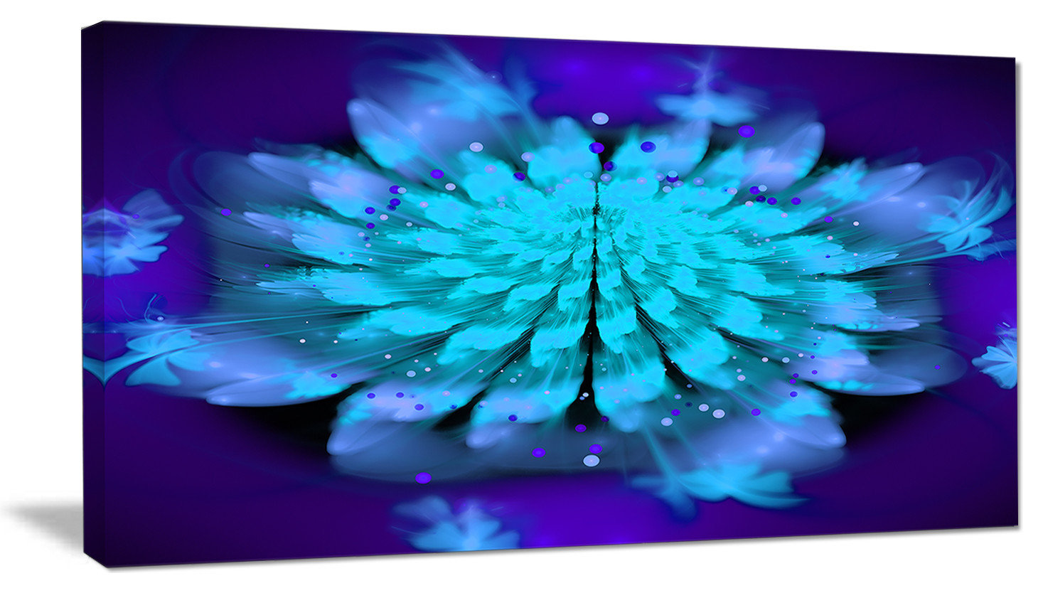 "Fractal Blue Spread Flower" Art Canvas Print, 32"x16" - Contemporary - Prints And Posters - by ...