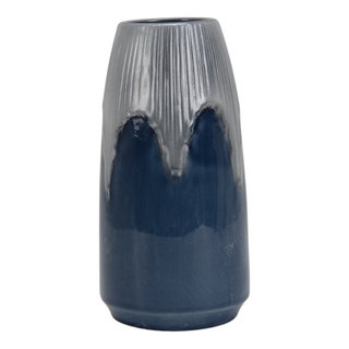 Gleaming Decorative Ceramic Vase, Gray And Blue - Contemporary - Vases ...