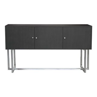 Contemporary Sideboard, Brushed Stainless Steel Finished Metal Legs & 3 ...