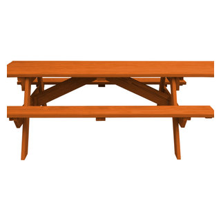 Redwood Solid Wood Outdoor Picnic Table - Transitional - Outdoor Dining ...