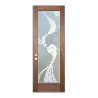 Front Doors - Ribbon Reflection Moons Frosted Glass Design - 30" x 80 ...
