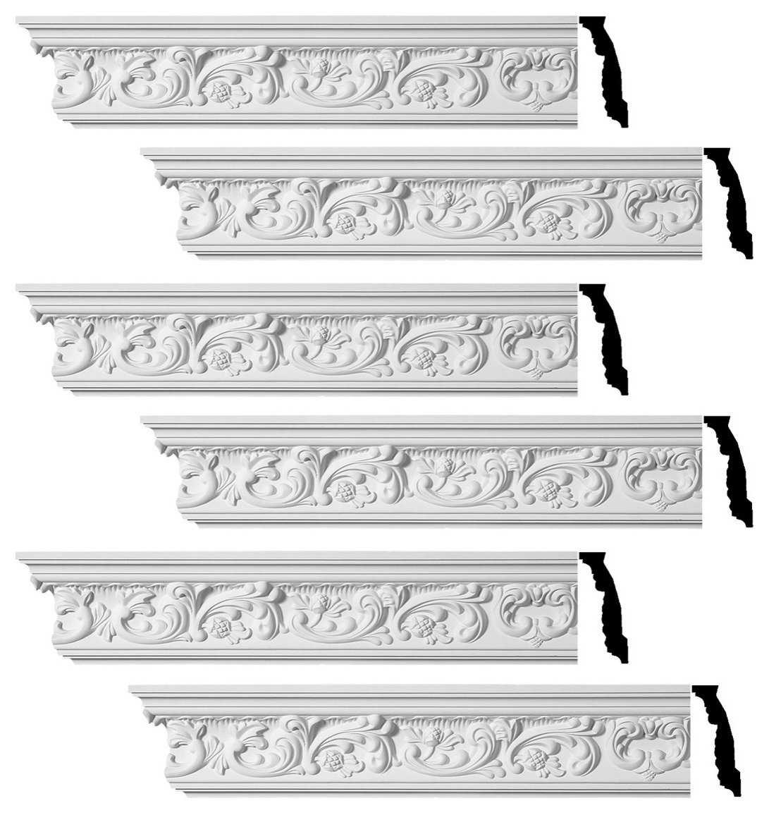 Ornate Cornice White Urethane Cannes Design 6 Pieces Totaling 564 ...