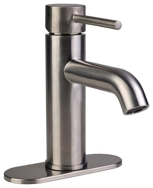 European Single Post Bathroom Faucet with Deck Plate Brushed Nickel ...