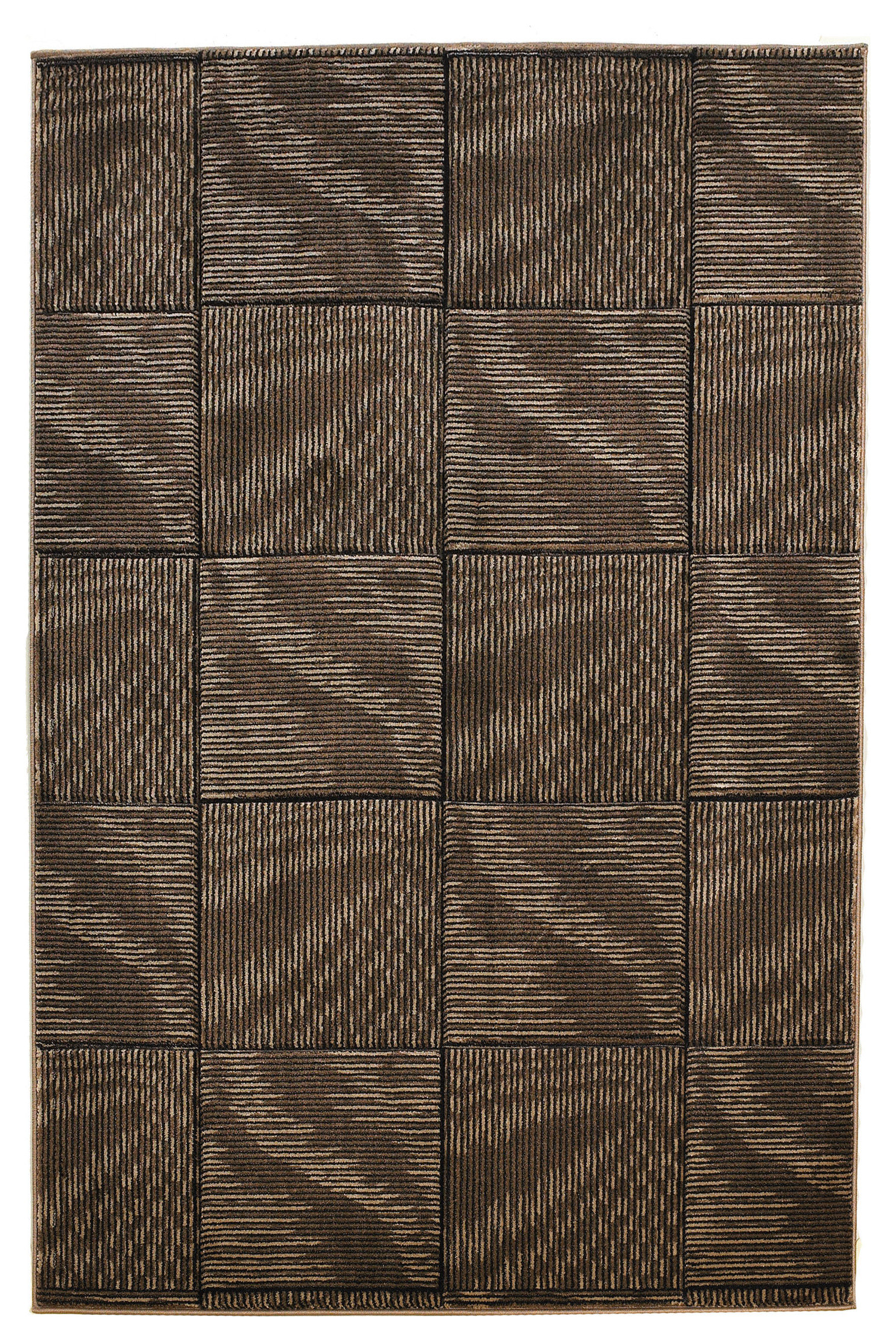 Benzara 10.3 x 8 Feet Windowpane Design Polypropylene Power Loomed Rug ...