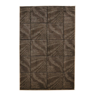 Benzara 10.3 x 8 Feet Windowpane Design Polypropylene Power Loomed Rug ...