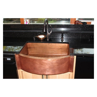 33" Single Well Rounded Front Flat Ends Copper Farmhouse Kitchen Sink ...