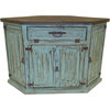 Rustic Turquoise Corner TV Stand - Farmhouse - Entertainment Centers ...