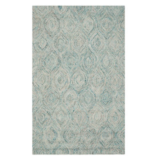 Safavieh Ikat Ikt631A Ivory, Sea Blue Area Rug, 6'0" x 9'0 ...