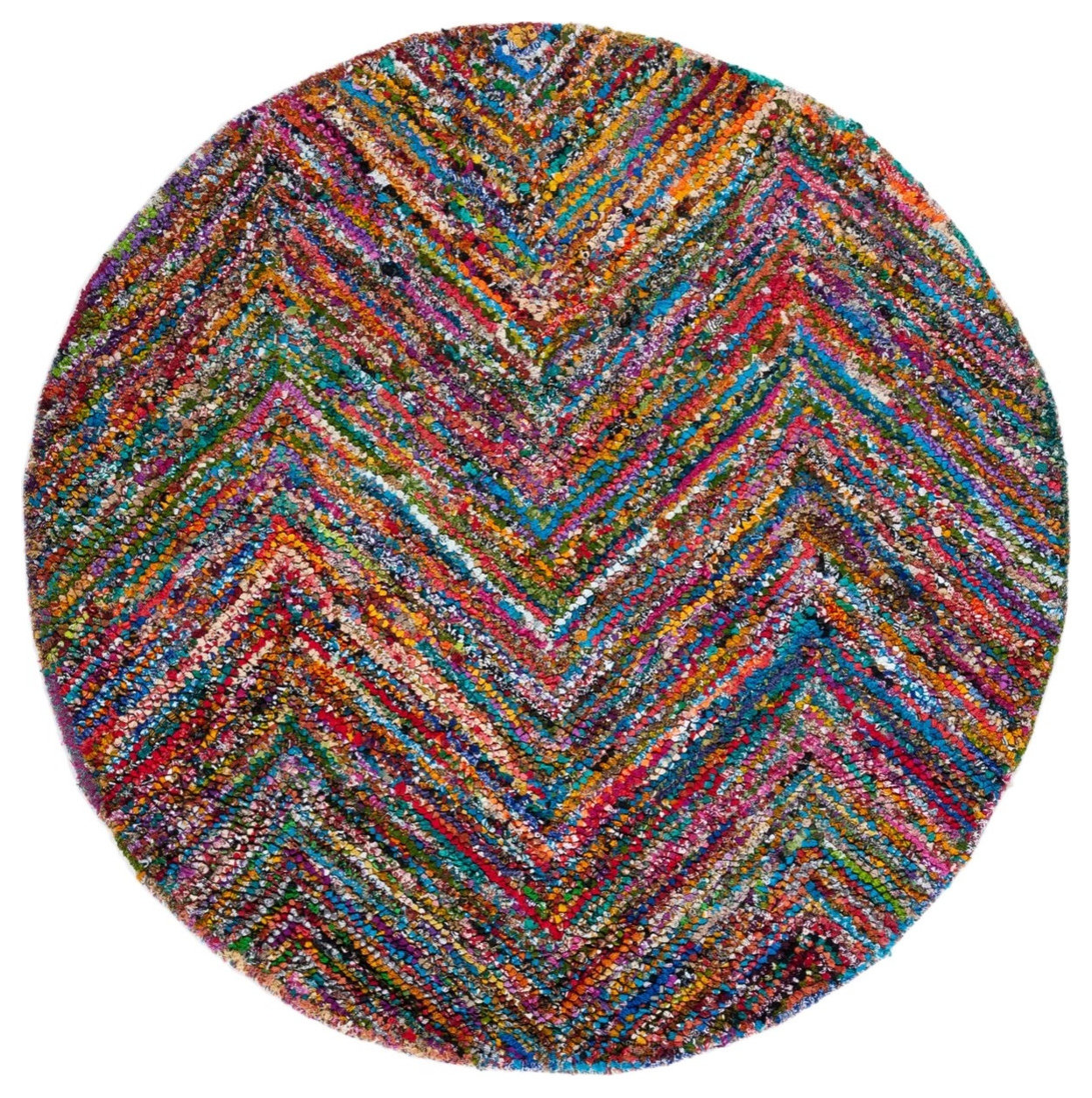 Transitional Area Rug with Vibrant Rainbow Zigzag Stripes and Soft ...