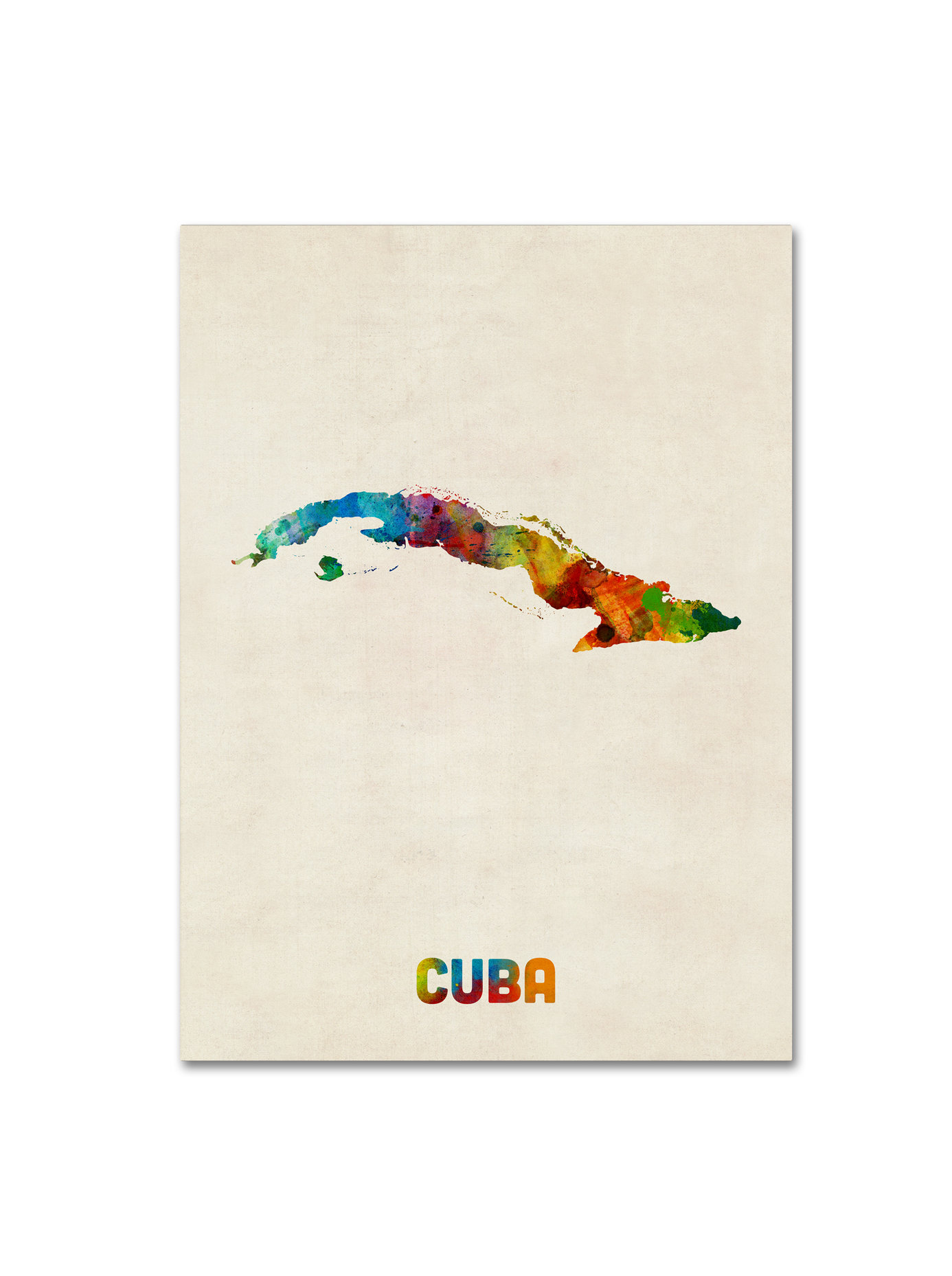 'Cuba Watercolor Map' Canvas Art by Michael Tompsett, 18" x 24 ...