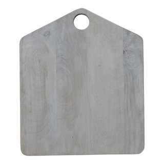 Mango Wood Cheese/Cutting Board With Handle, Whitewashed - Modern ...