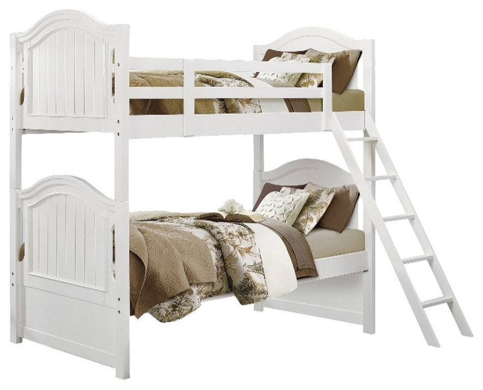 Lexicon Traditional Wood and MDF Board Twin/Twin Bunk Bed in White ...