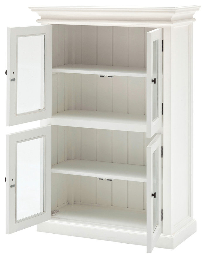 Classic White Two Level Storage Cabinet - Transitional - Storage ...
