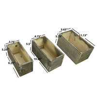 Set Of 3, Wood Rustic Rectangular Boxes Planter, Natural - Rustic ...