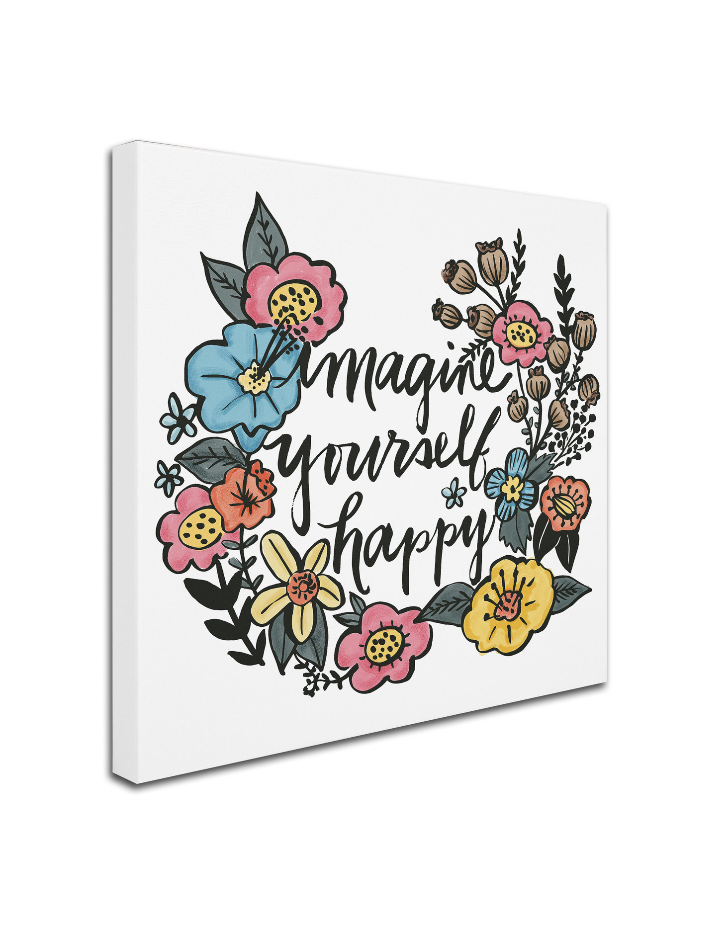 Elizabeth Caldwell 'Imagine Yourself Happy Color' Canvas Art, 24"x 24 ...
