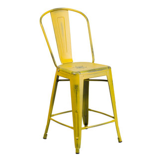 Distressed Blue Metal Stool - Modern - Kitchen And Dining Furniture ...