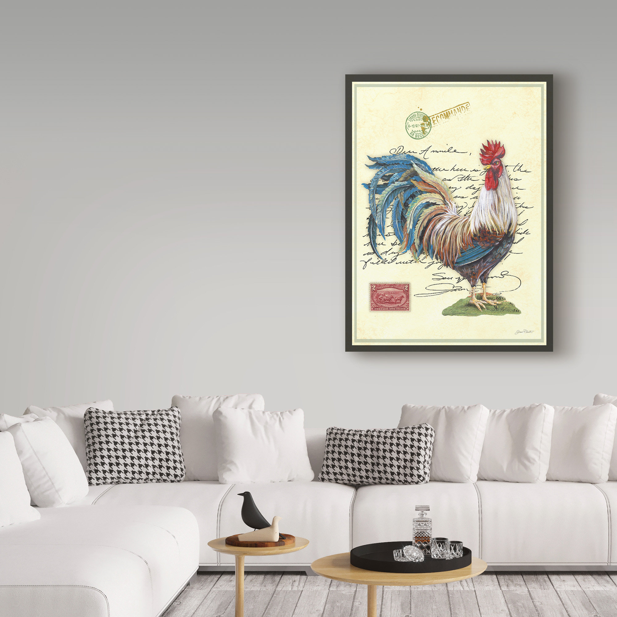 Jean Plout 'Postage Stamp Rooster' Canvas Art, 35"x47" - Farmhouse ...