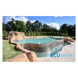 Custom Designed Swimming Pool with Man-made Rock Waterfall - Pool ...