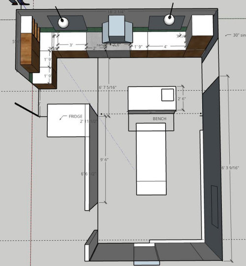 Island size help for oddly shaped kitchen