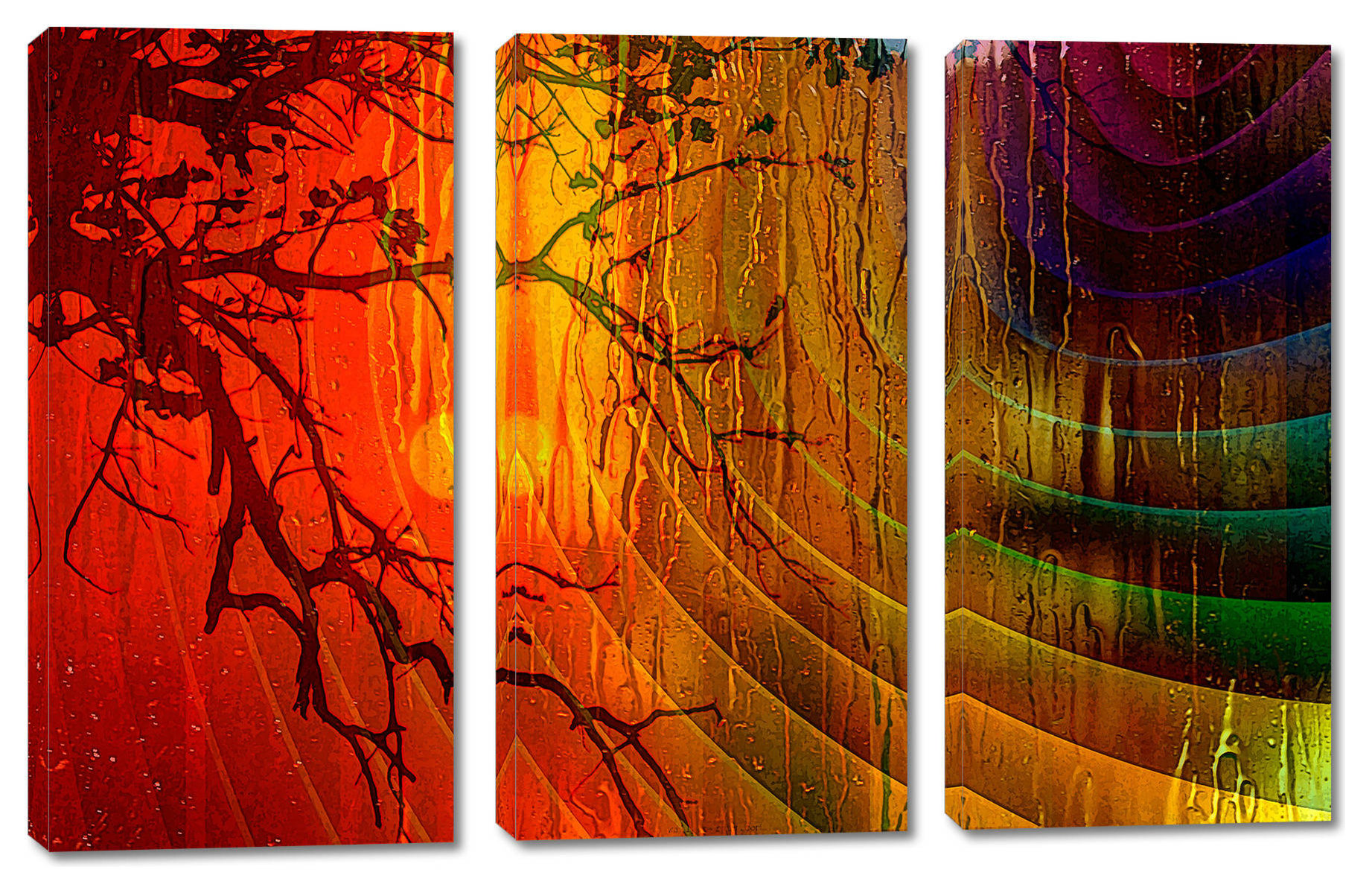 Abstract Tree Art Canvas Print, 3 Panel Split, Triptych Wall Art, 45x30 - Contemporary - Prints ...