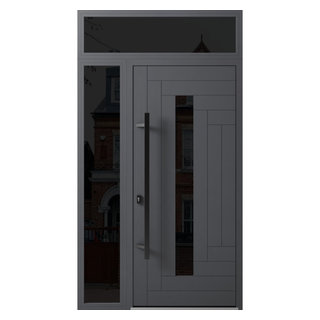 Exterior Prehung Steel Door Ronex 0130 Grey Left hand Inswing, 48 x 96 ...
