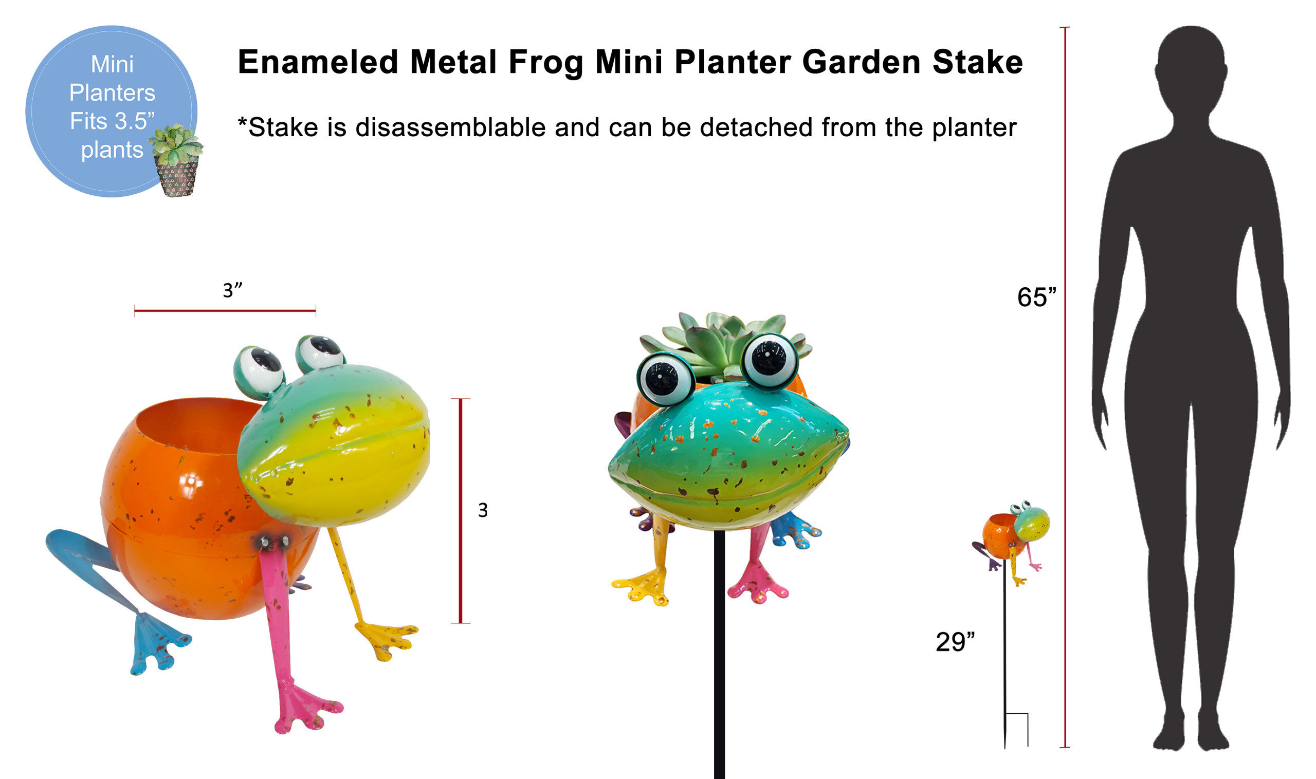 Metal MIni Frog Planter Pot Outdoor Garden Stake Yard Art ...