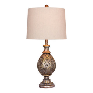 Fangio Lighting's 27" Moroccan Filigree Urn Metal Table Lamp, 27 ...