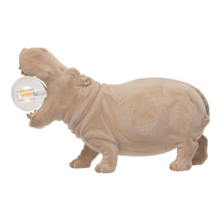 Flocked Resin Hippo Table Lamp, Blush - Eclectic - Kids Lamps - by ...