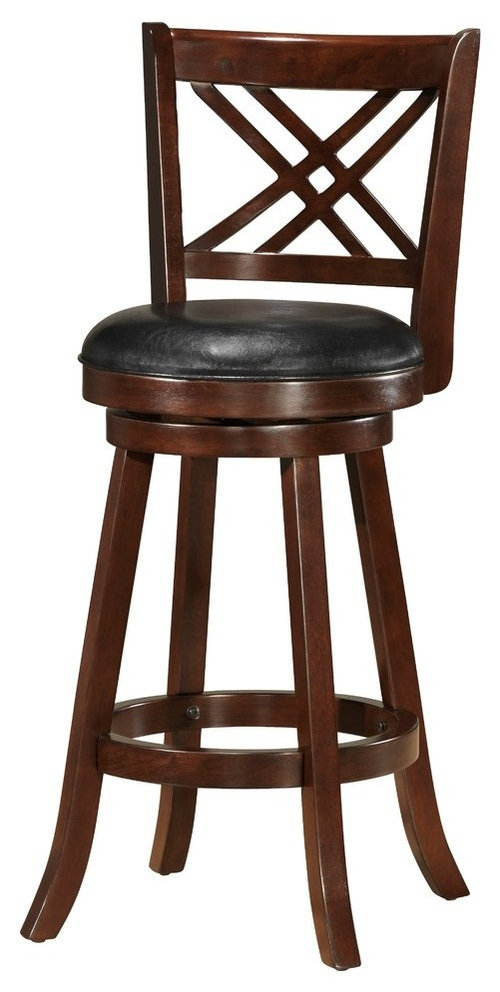 Wooden Counter Height Swivel Barstool with criss cross back, Brown - Transitional - Bar Stools ...