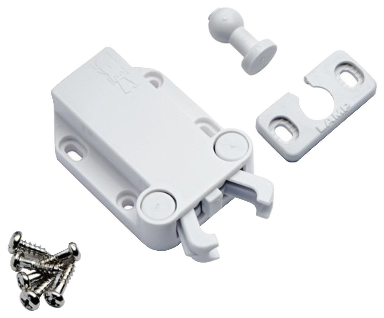 Sugatsune LAMP Non-Magnetic Touch Latch Safe Push Latch, White, 5 Pack ...