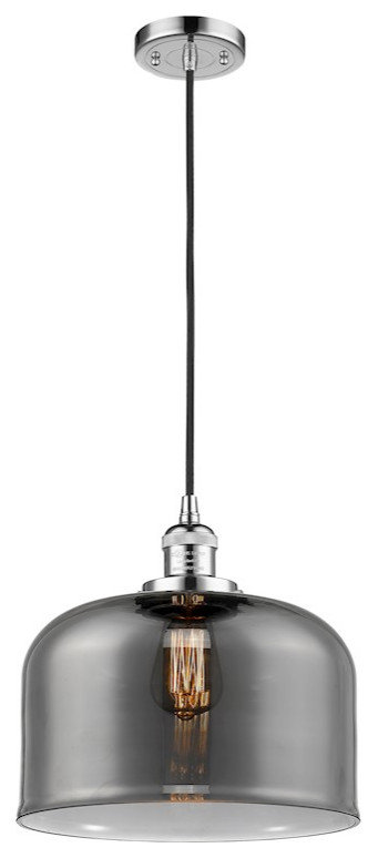 Innovations 1-LT Large Bell 12" 201C Mini Pendant, Chrome/Smoke, 201C ...