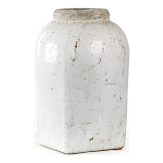 Distressed Ceramic Vase, Off-White, Large - Rustic - Vases - by ...