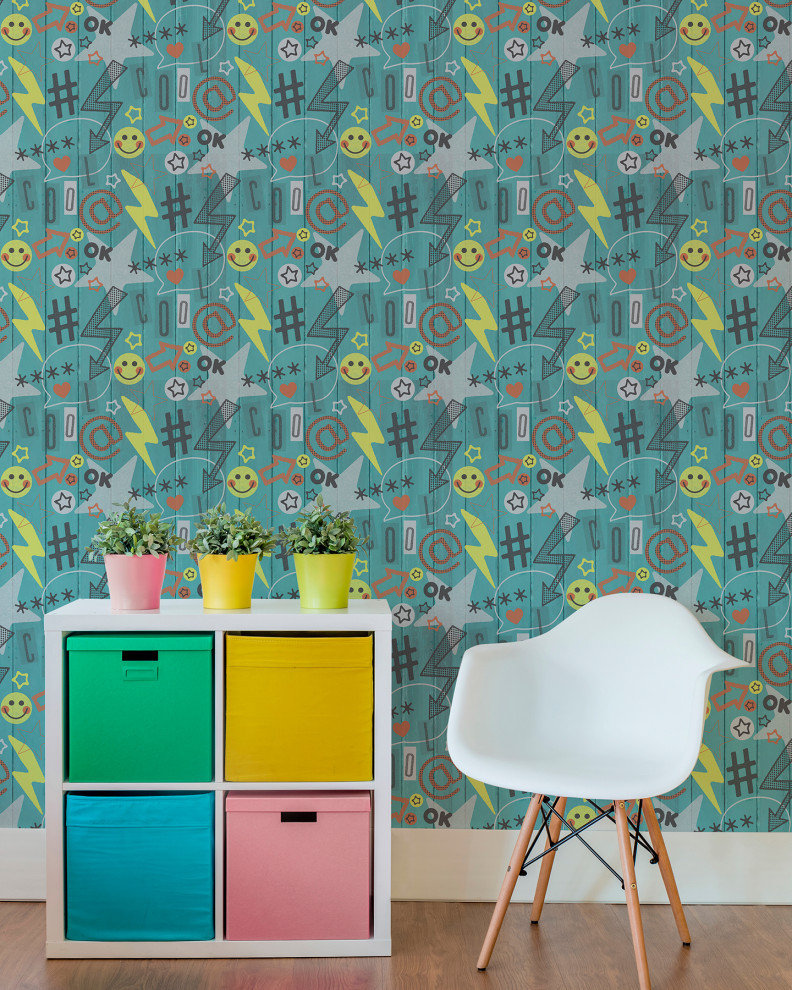 Troy Yellow Graffiti Wallpaper, Bolt - Contemporary - Wallpaper - by ...
