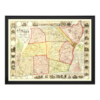 Albany County Map Framed Art 1854, Vintage New York Wall Decor, 24x18 ...
