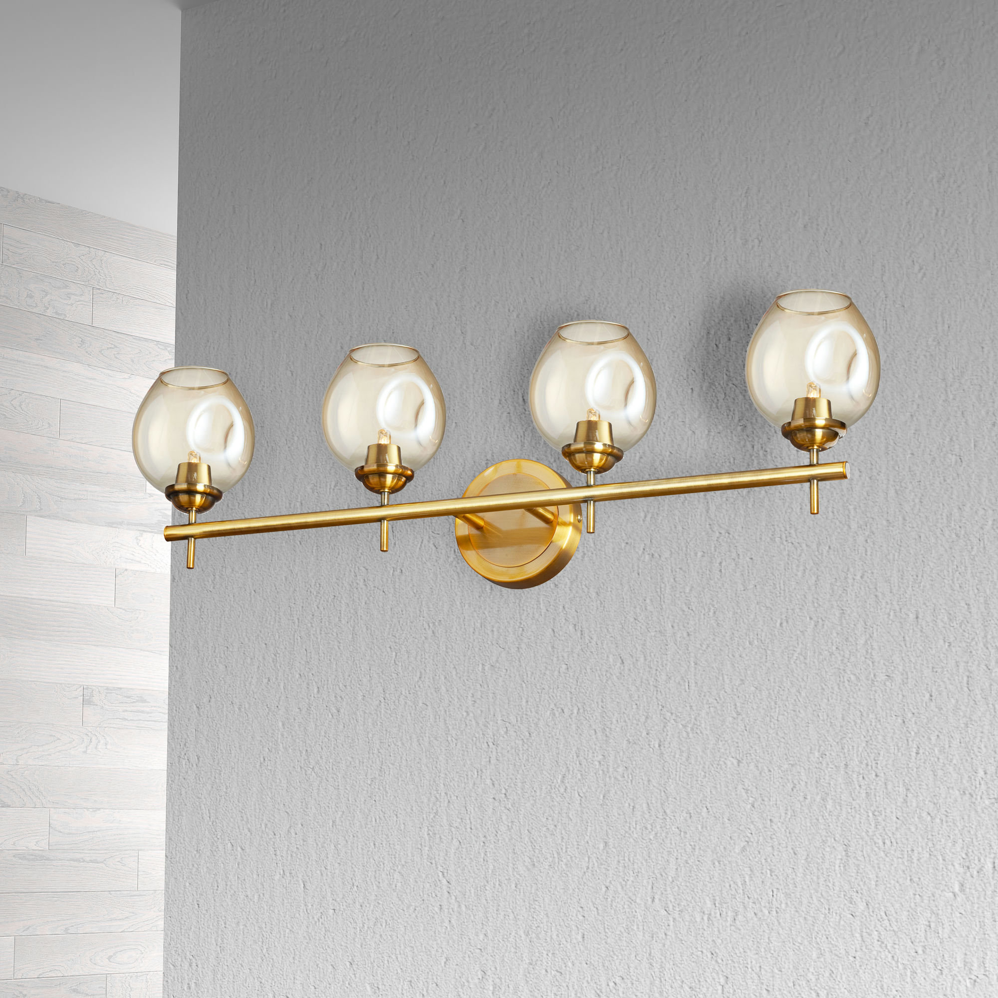 4 Light Halogen Vanity Vintage Bronze with Champagne Glass ...