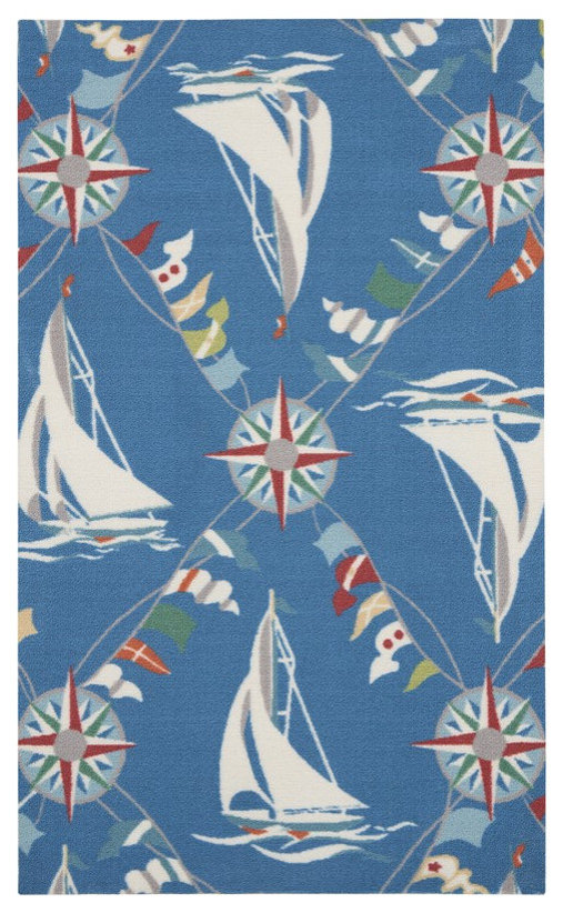 Waverly Wav01/Sun & Shade Navy Area Rug, 6'6"x9'6" - Beach Style ...