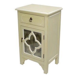 Rustic Ivory and White Quatrefoil Cabinet - Transitional - Side Tables ...