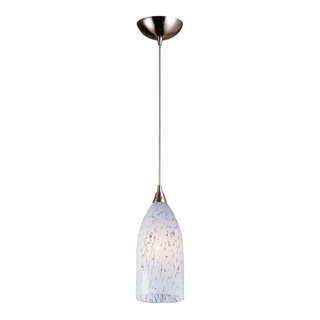 ELK Lighting Verona 1-Light Pendant, Satin Nickel and Espresso Glass ...