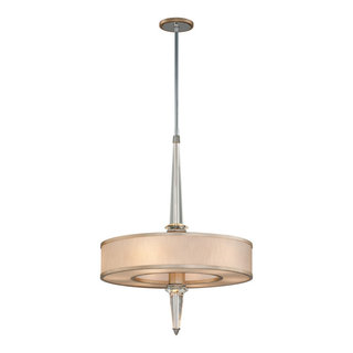Harlow LED Pendant With Tranquility Silver Leaf and Ivory Ice Shade, 26 ...
