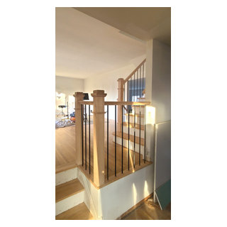 Somerville Main & Basement Handrail Install - Contemporary - Staircase ...