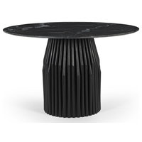Modrest Jenna Modern Black Marble, Black Mango Round Dining Table ...