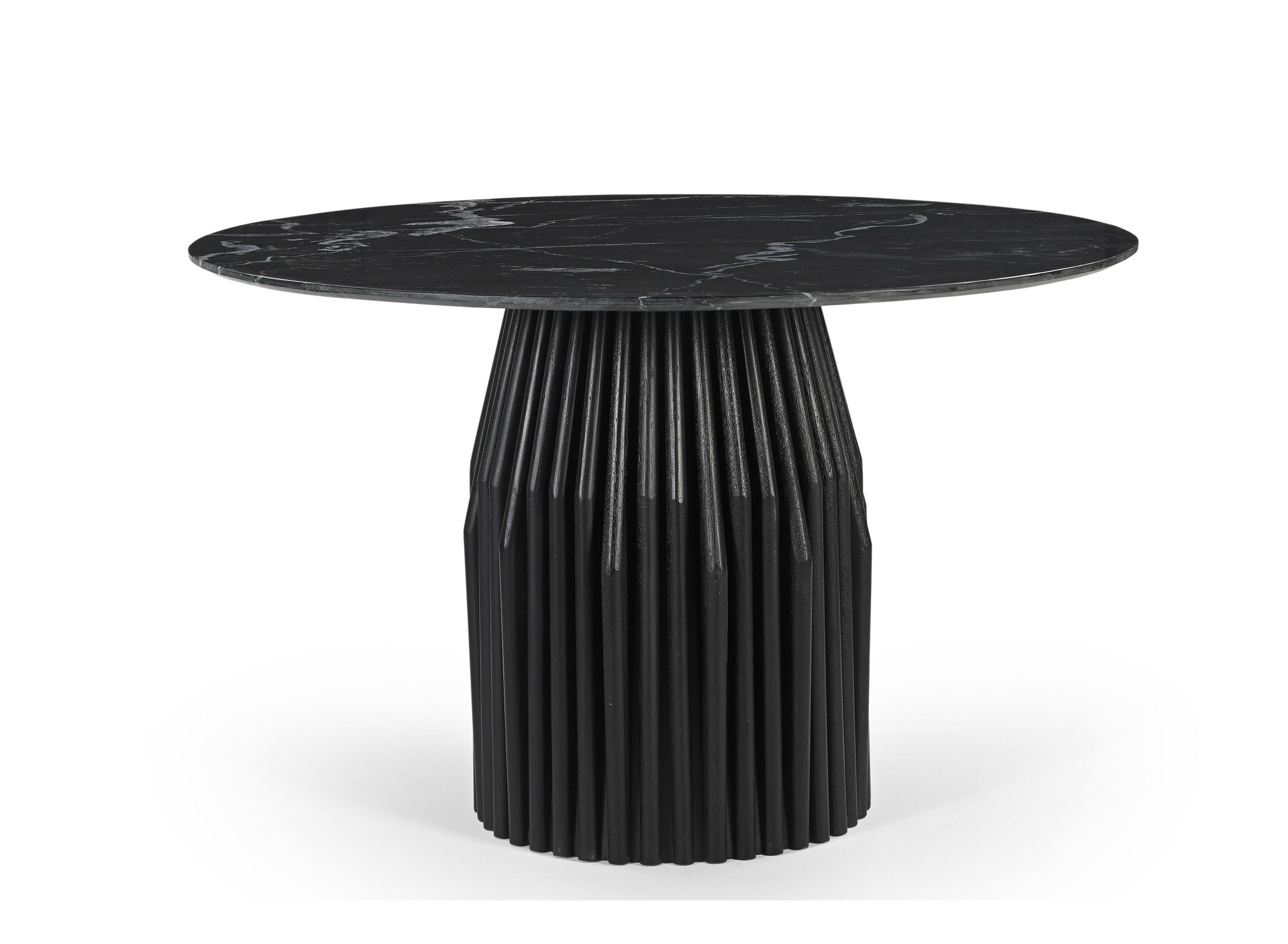 Modrest Jenna Modern Black Marble, Black Mango Round Dining Table ...