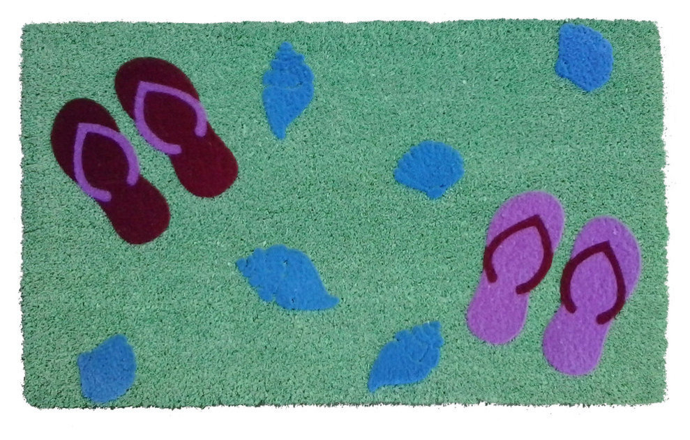 Imports Decor Coir And Pvc Sandy Flip Flop Door Mat With Multicolor ...