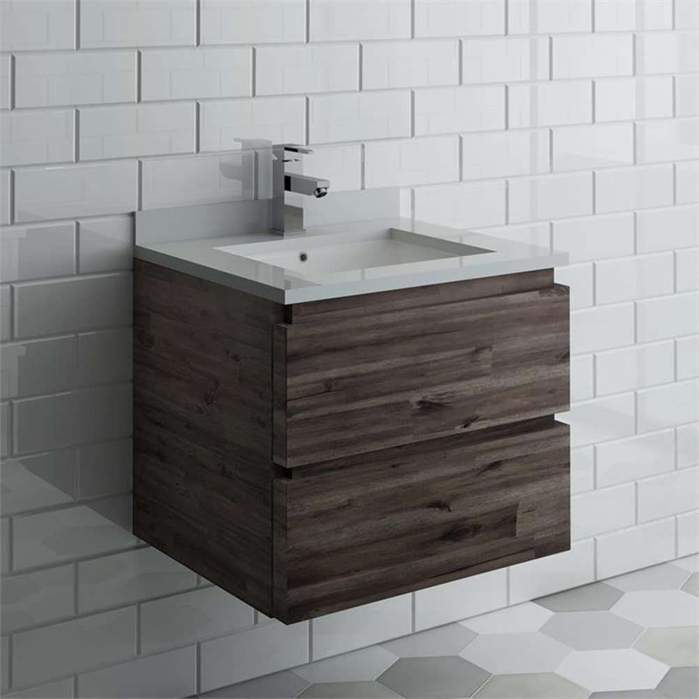 Fresca Formosa 30" Wall Hung Modern Acacia Wood Bathroom Cabinet in ...