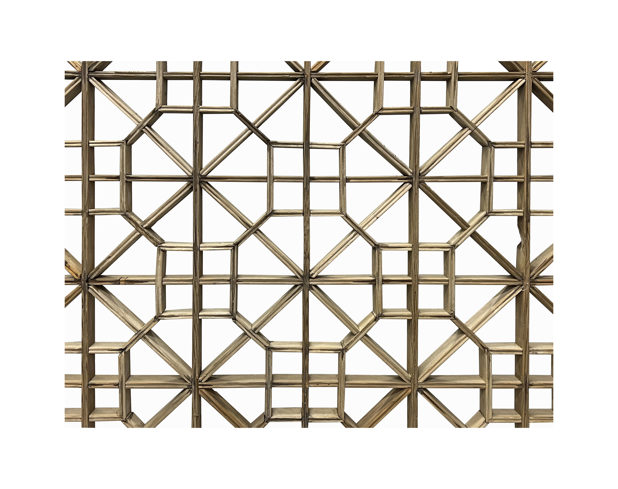 Vintage Restored Oriental Zen Geometric Rustic Raw Wood Wall Panel ...
